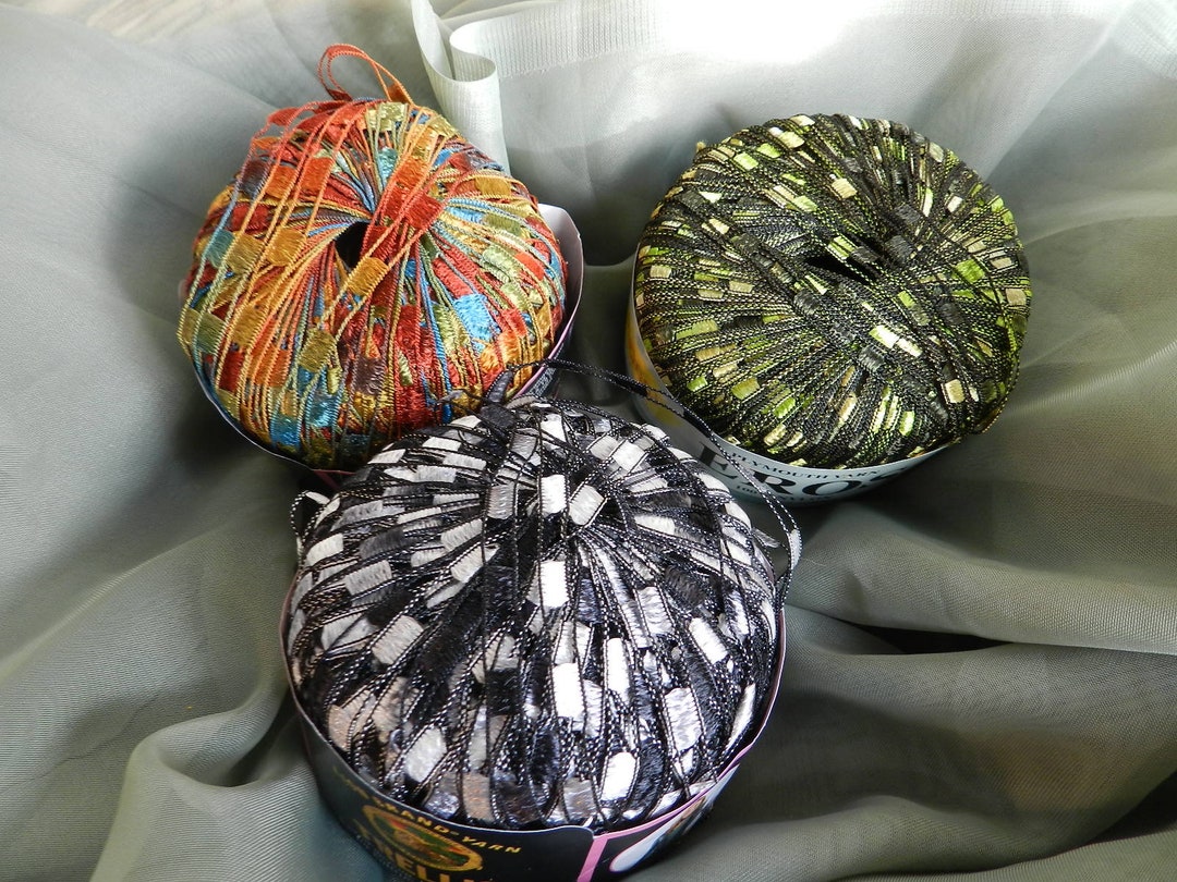 LACEY RIBBON Yarn/choose From 3 Colors/ Each Sold Separately/nylon - Etsy