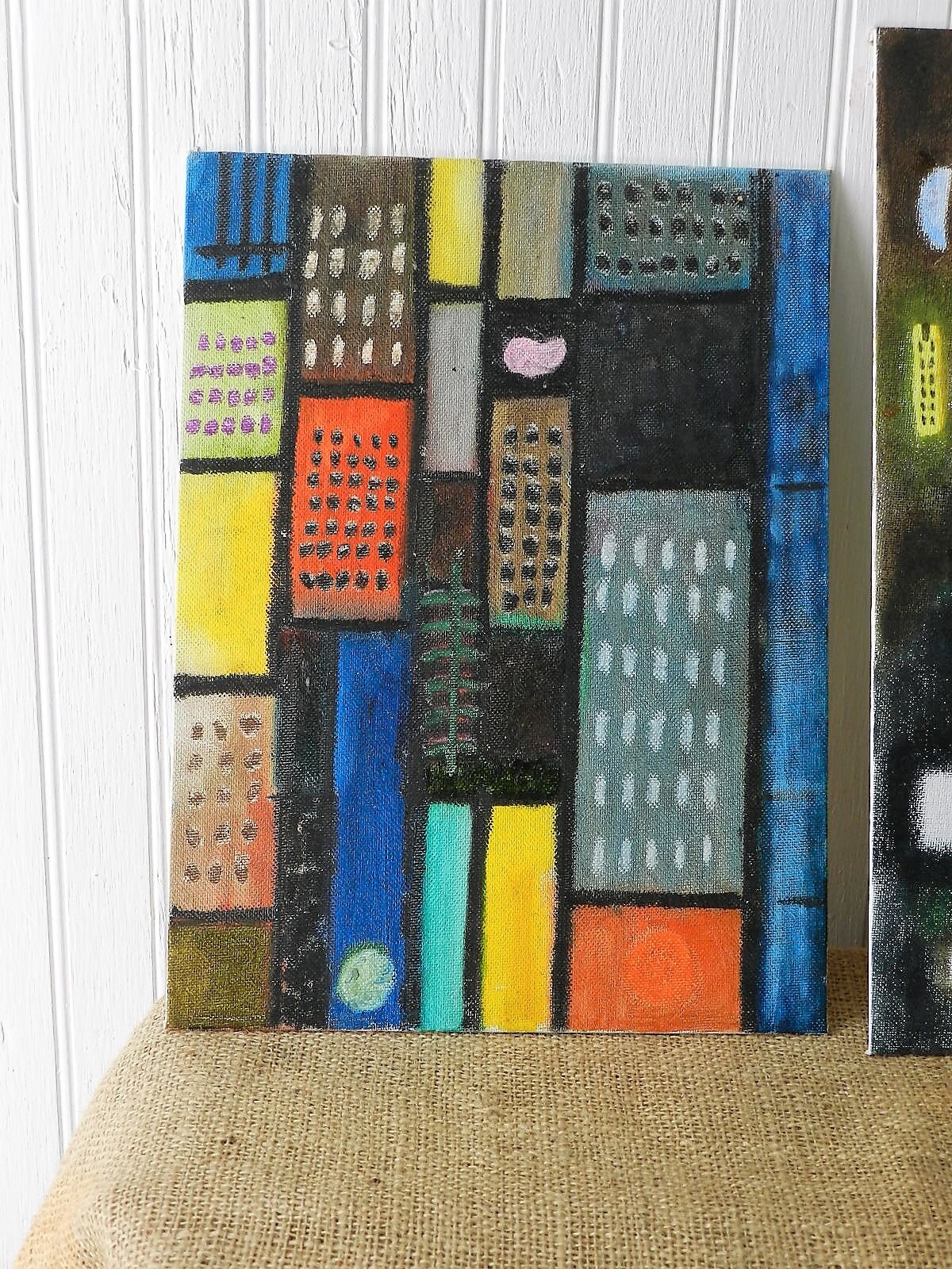 SET OF 4 80'S GEOMETRIC Paintings - Etsy