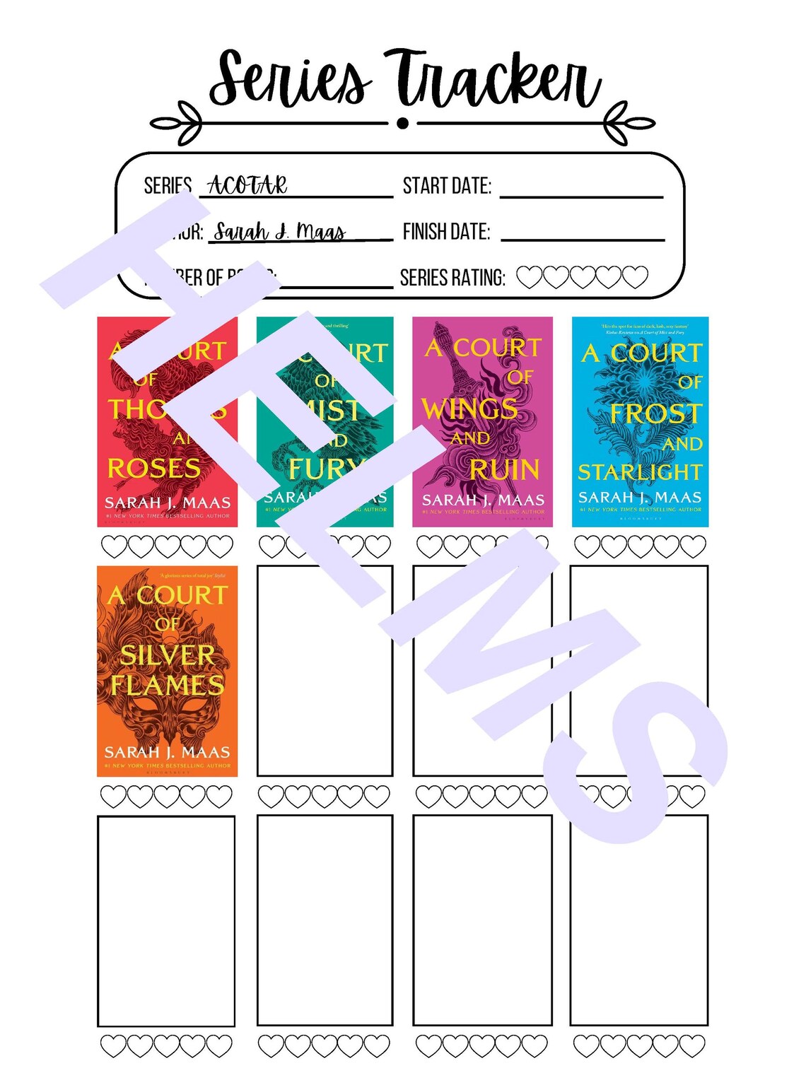 Custom Series Tracker Digital Download - Etsy