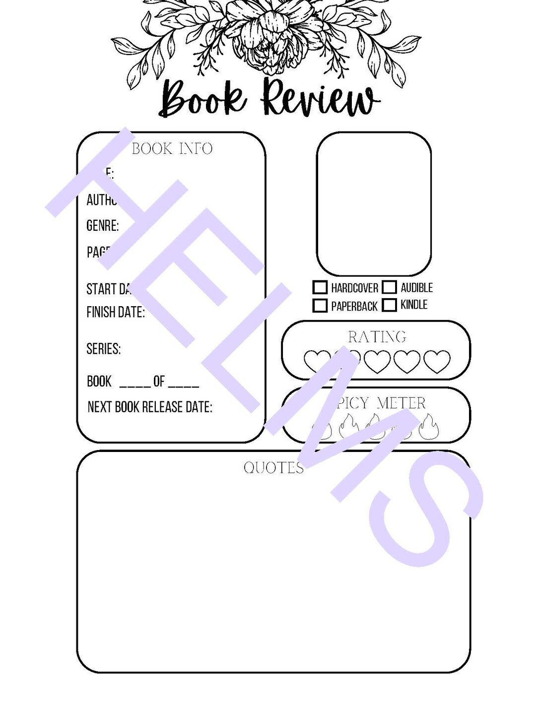 Book Review (quotes) Digital Download - Etsy