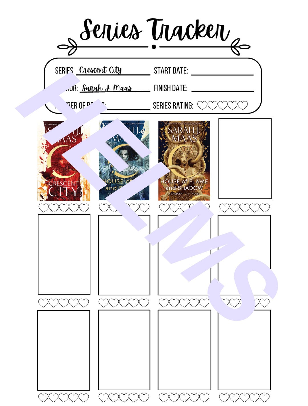 Custom Series Tracker Digital Download - Etsy