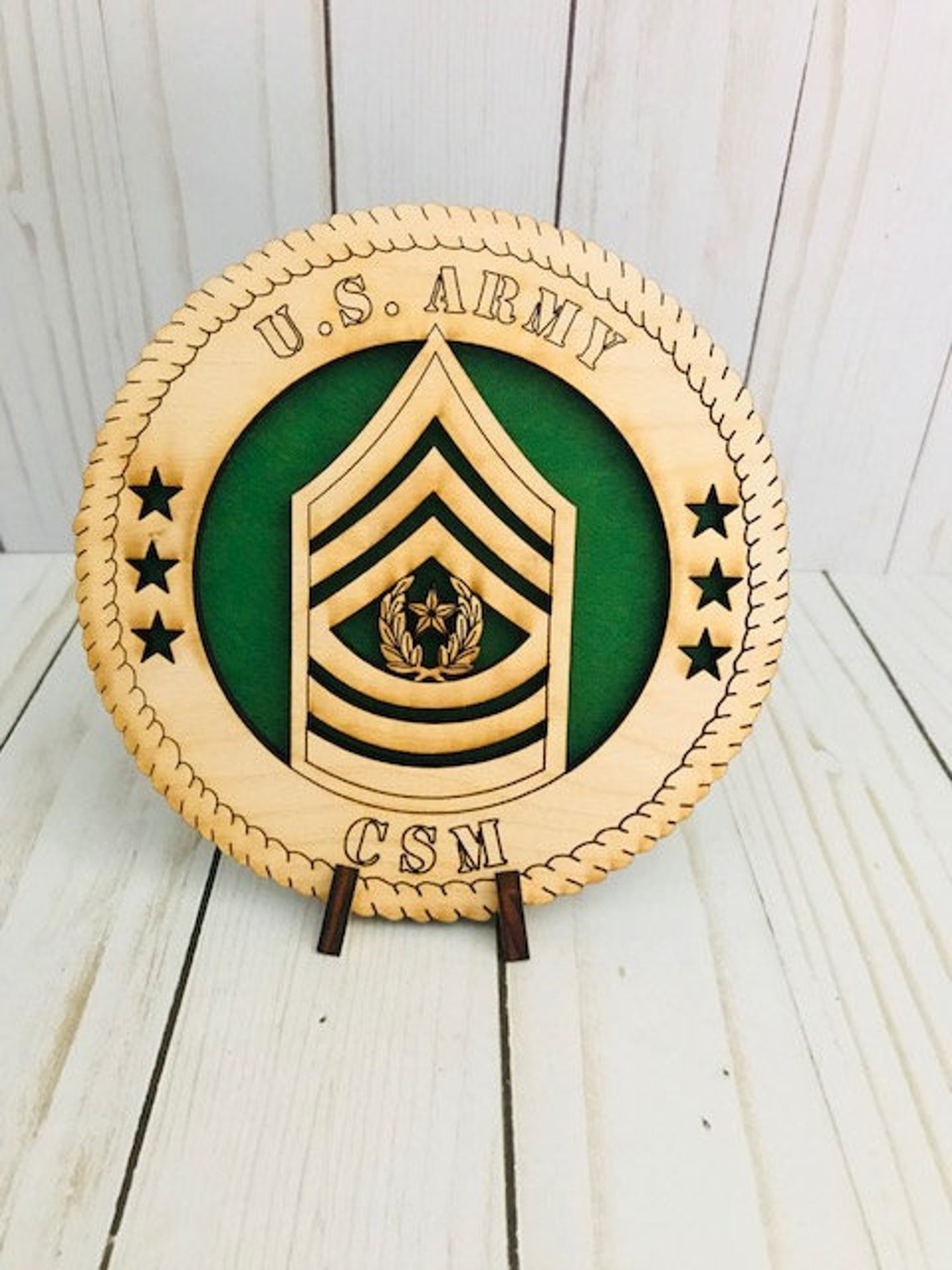 Army Command Sergeant Major CSM Laser Wooden Cut Emblem | Etsy