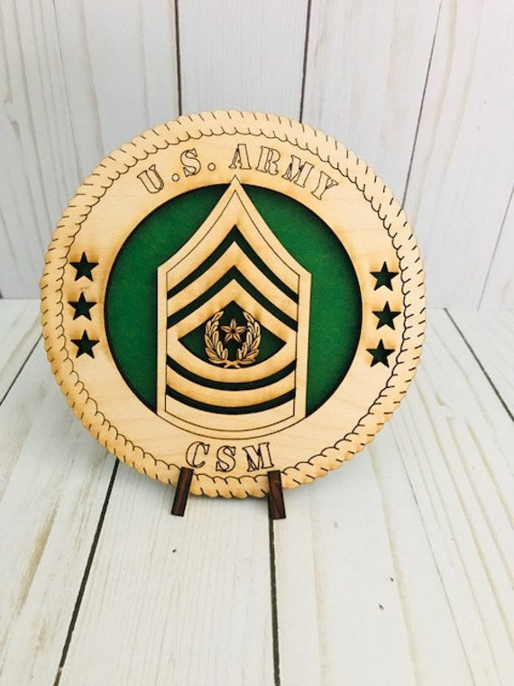 Army Command Sergeant Major CSM Laser Wooden Cut Emblem | Etsy