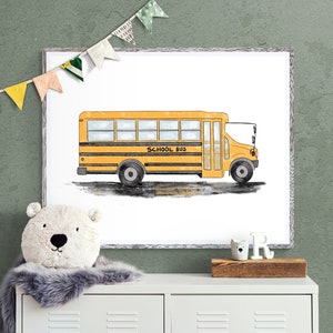 Original School Bus Art Print School Bus Painting Nursery - Etsy