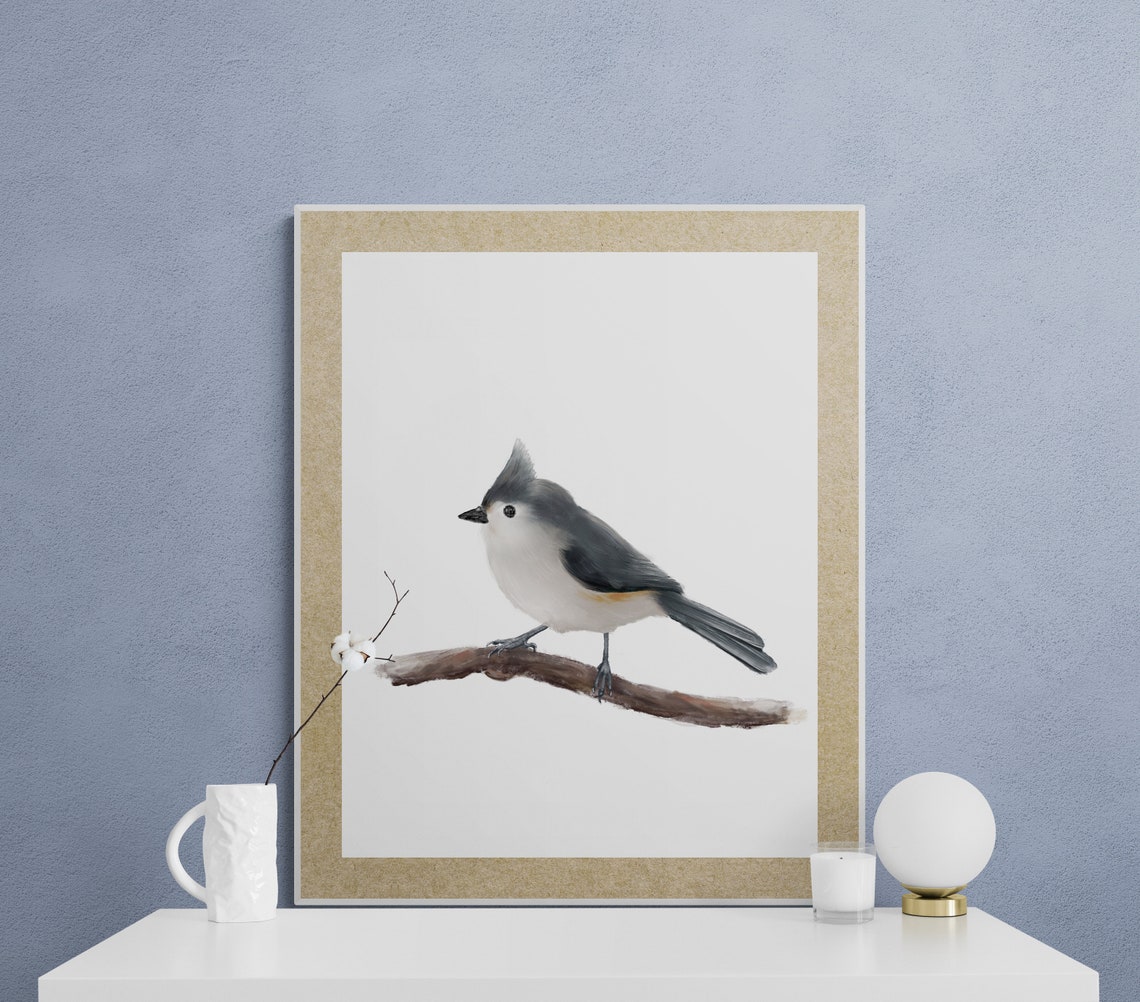 Original Tufted Titmouse Bird Print Titmouse Bird Painting Etsy