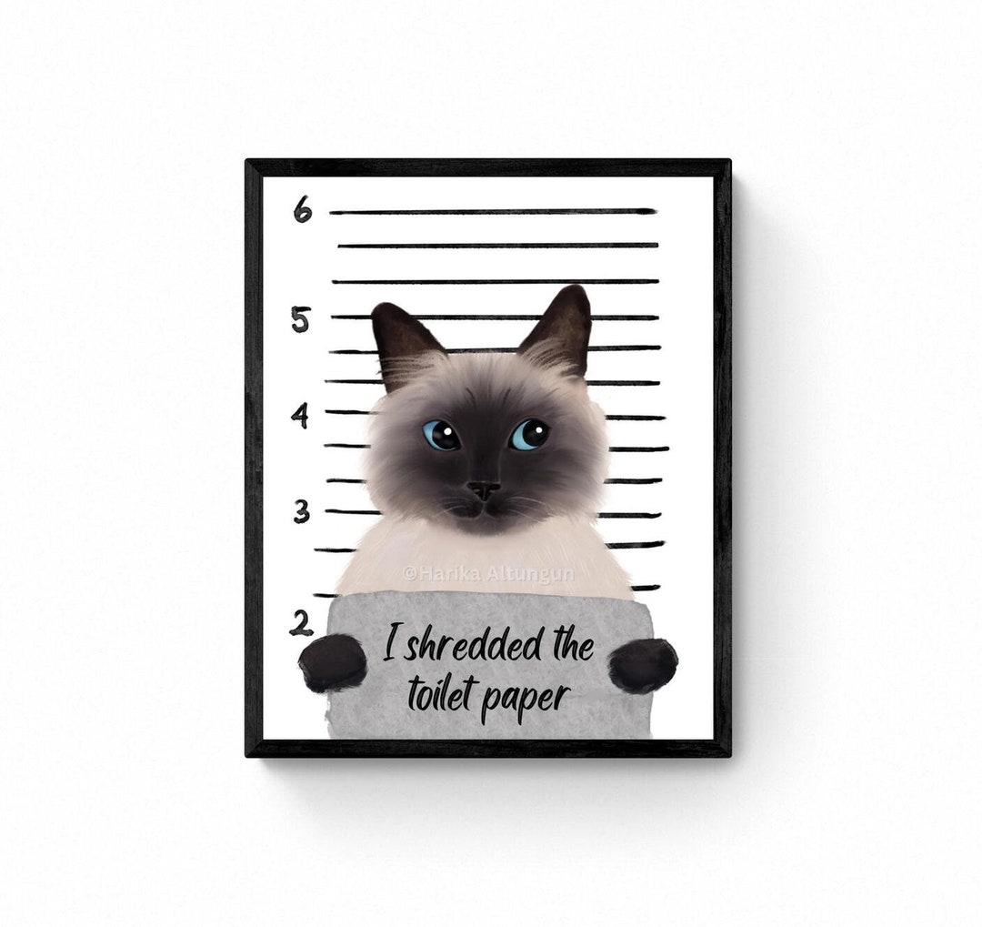 Personalized Himalayan Mug Shot Print, Cat in Prison Art, Bathroom ...