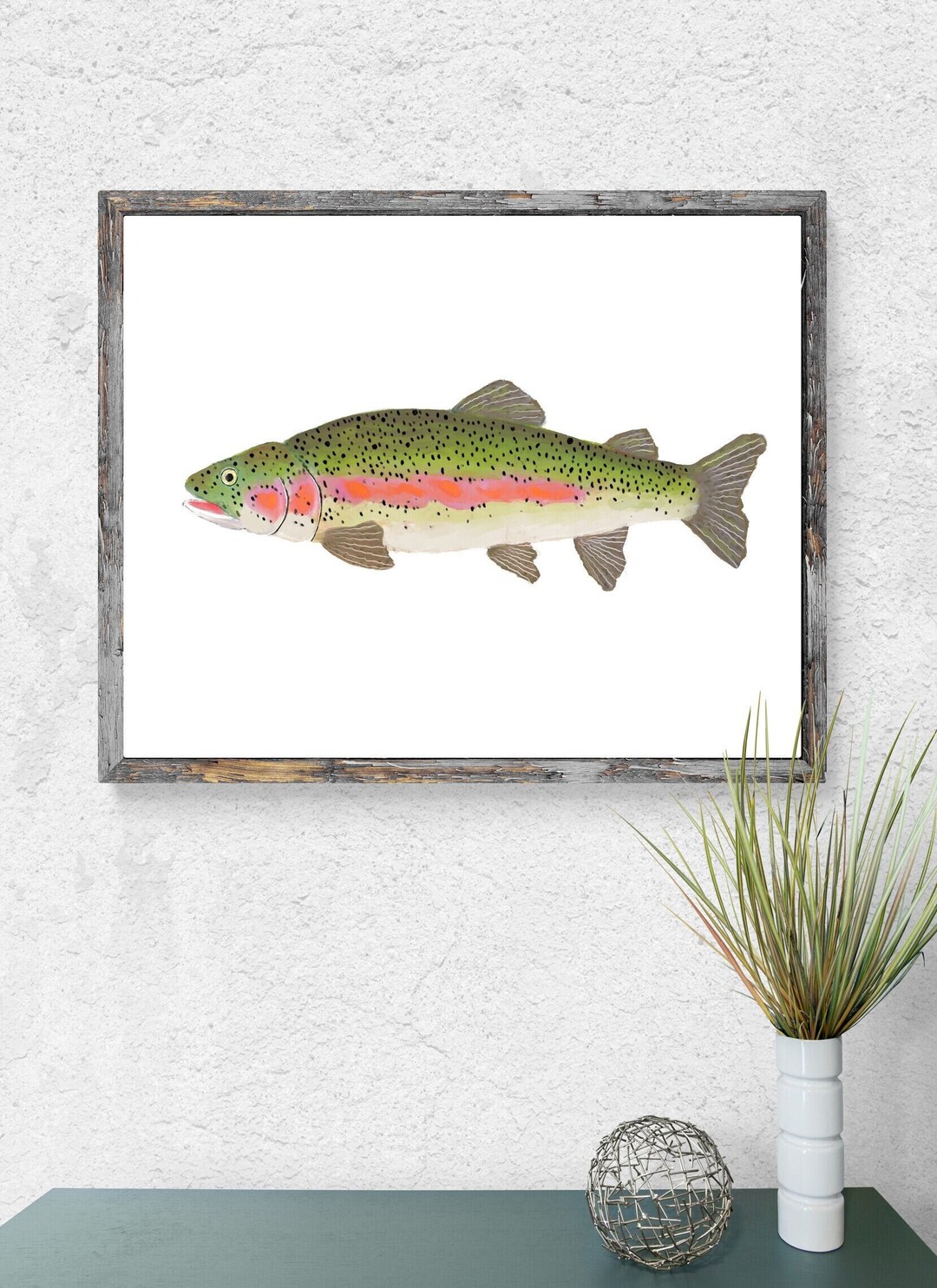 Rainbow Trout Print, Rainbow Trout Art, Freshwater Fish Art, Fish Wall ...