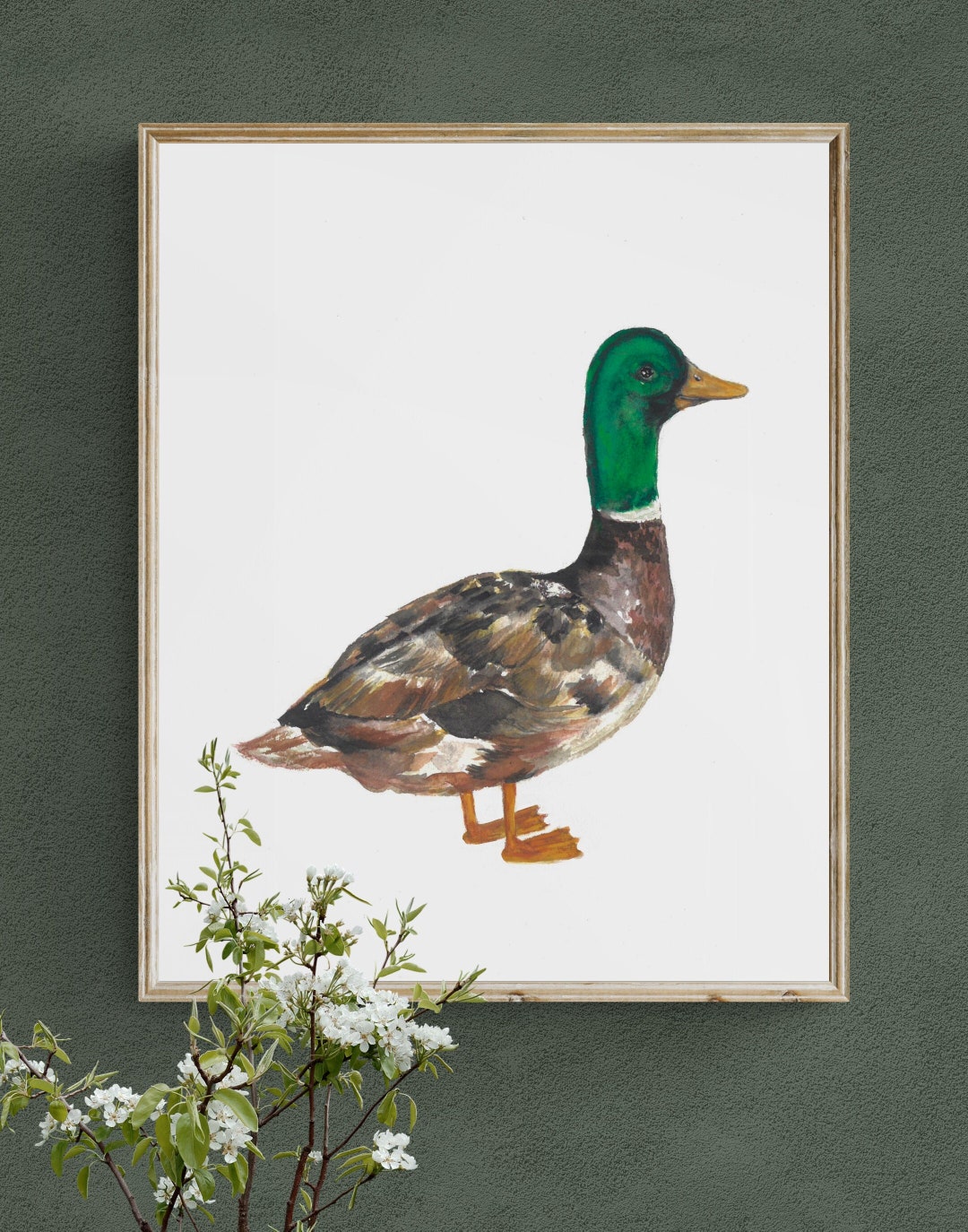 Original Mallard Duck Print, Duck With Green Head Print, Mallard Duck ...