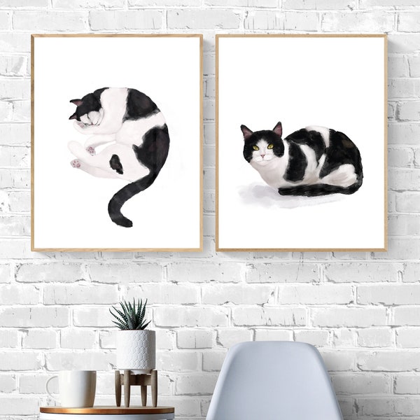 Tuxedo Cat Painting - Etsy