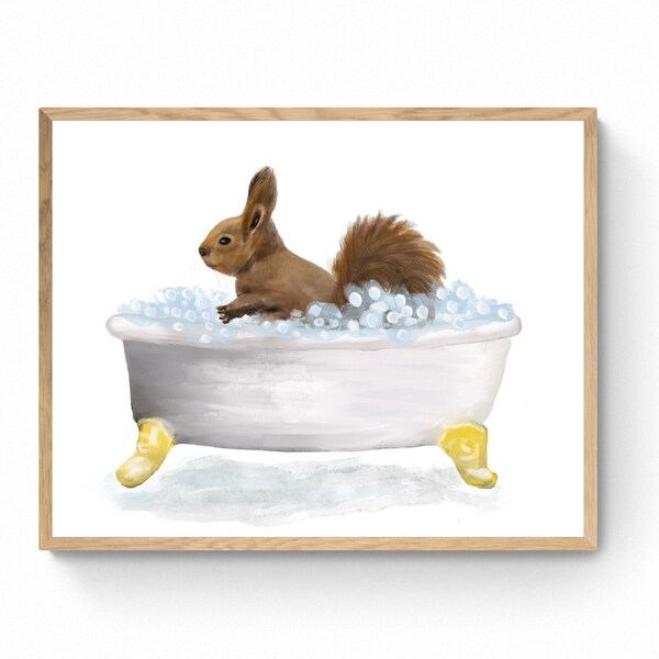 Squirrel Bathing Art - Etsy