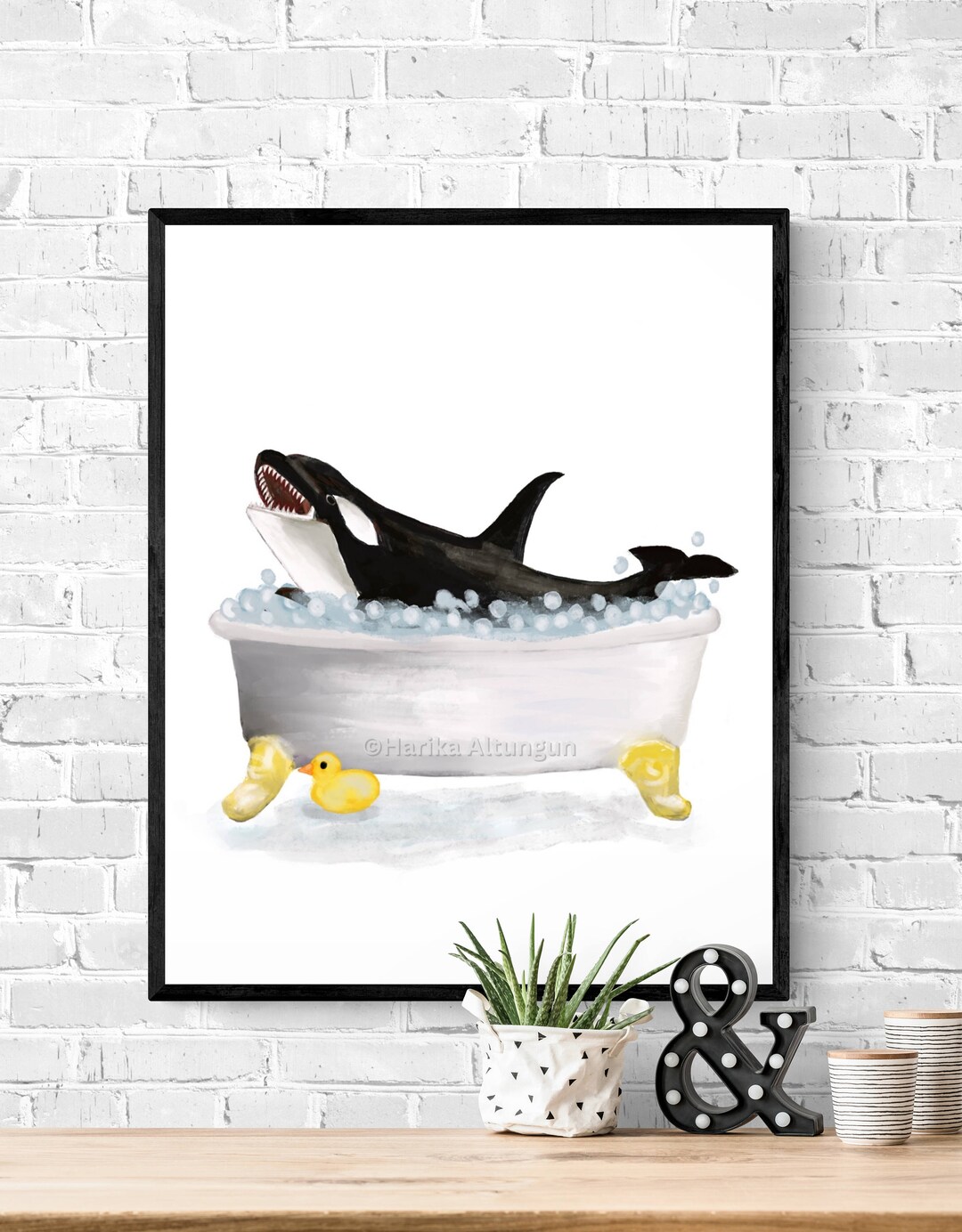Orca in Tub Print, Funny Kids Bathroom Art, Boys Bathroom Wall Decor ...