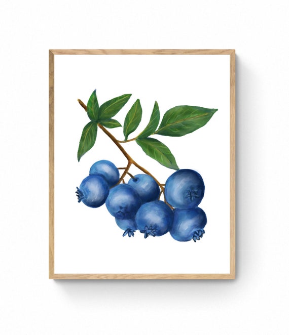 Blueberry Art Print Blueberry Wall Art Kitchen Wall Hanging - Etsy
