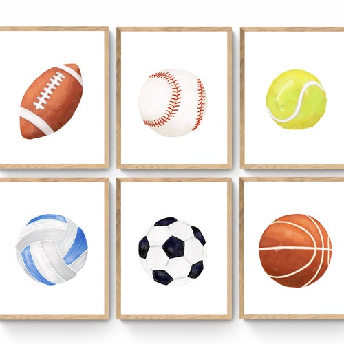 Sports Watercolor Painting Art Prints Set - Etsy