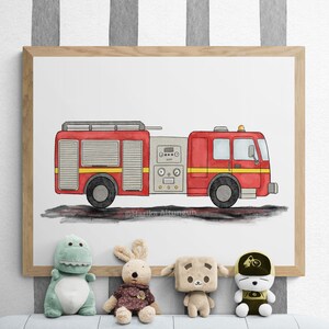 Fire Truck Art Print, Fire Truck Poster, Nursery Room Wall Art, Fire ...