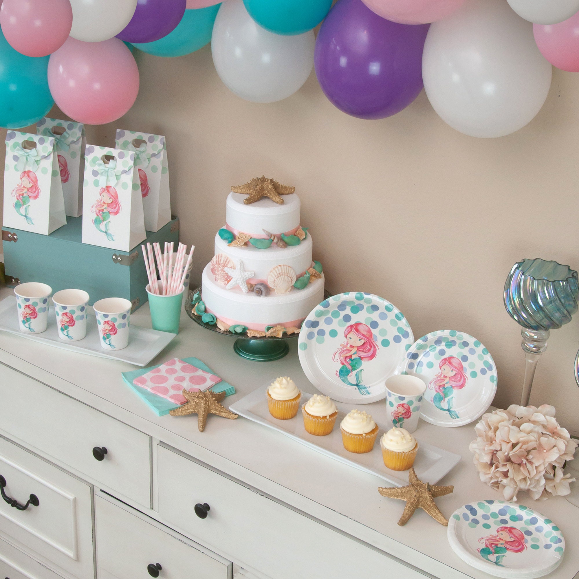 Mermaid Party Supplies Set by Party Crush Mermaid Theme Party - Etsy