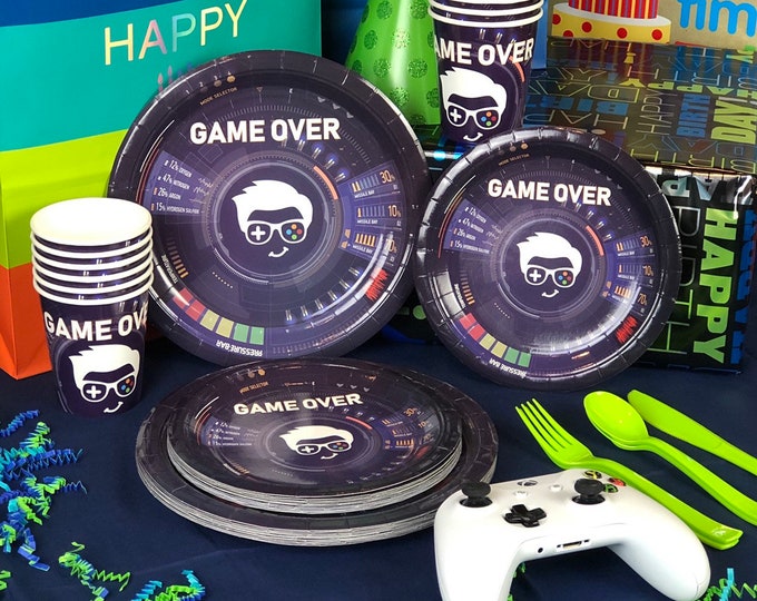 Video Game Party Supplies by Party Crush. Gamer Birthday Set, Gaming ...