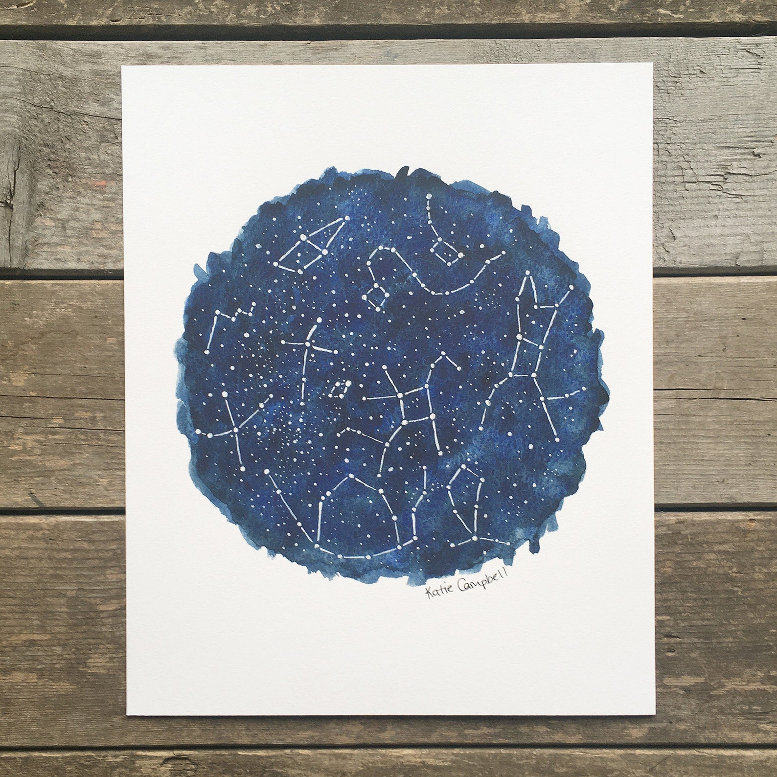 Summer Night Sky Print, Celestial Watercolor Astronomy Wall Art ...