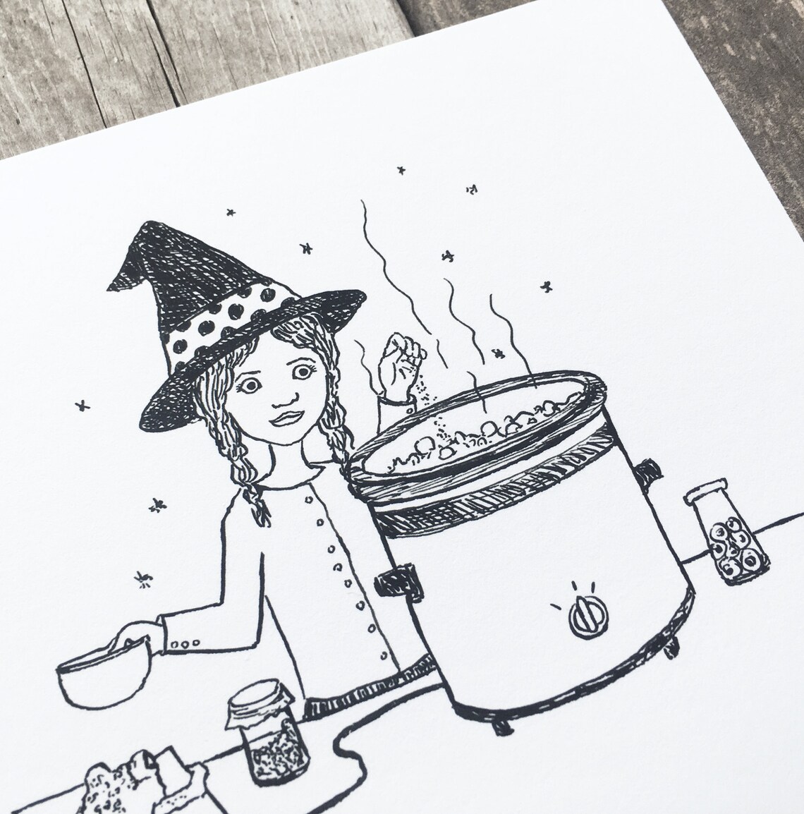Kitchen Witch Print Witchcraft Wall Art Black and White Art - Etsy