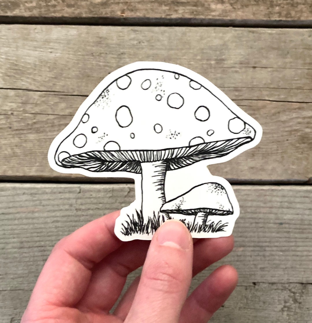 Pen and Ink Mushroom Sticker, Matte Vinyl Decal - Etsy