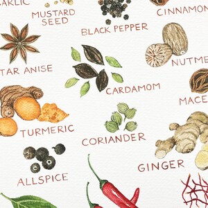 Watercolor Kitchen Spices Print, Food Illustration, Kitchen Decor ...