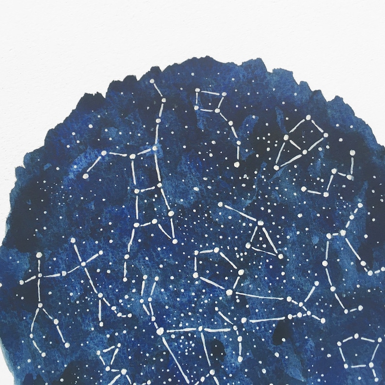 Winter Celestial Watercolor Constellation Print Night Sky | Etsy