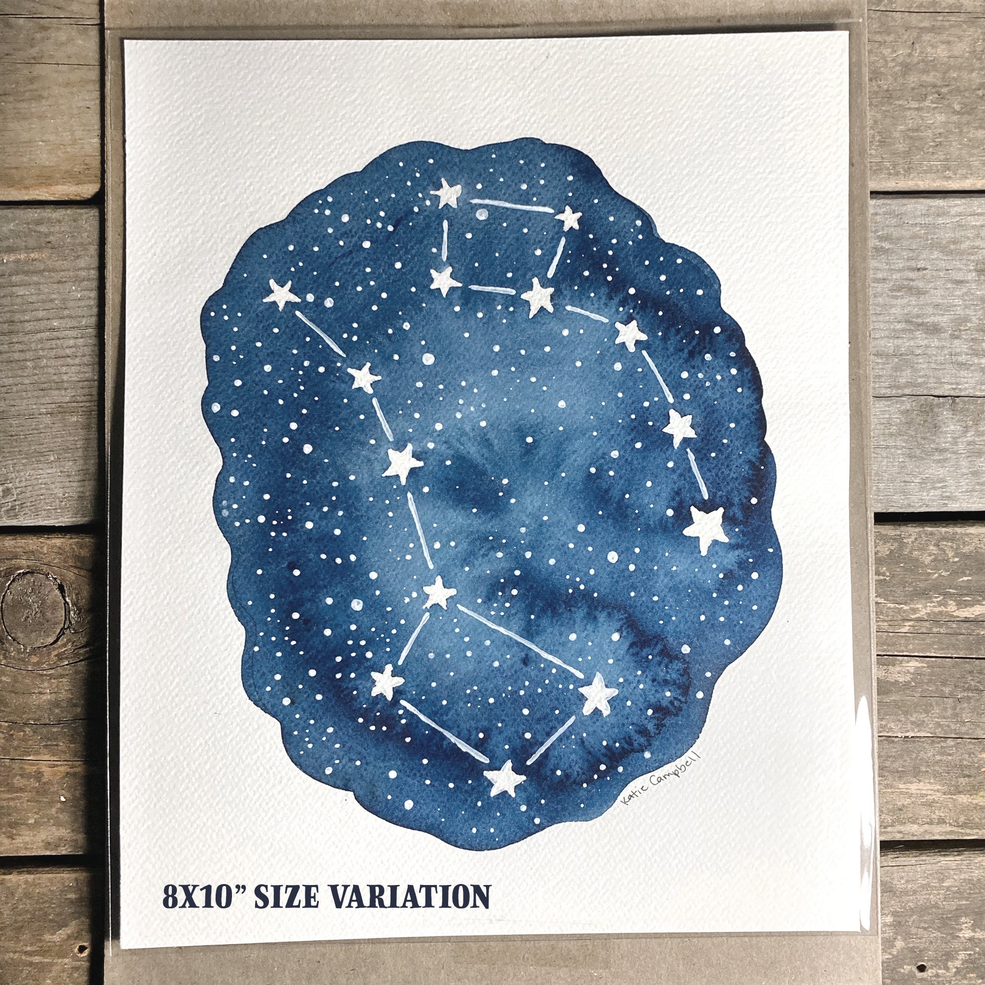 Big Dipper and Little Dipper Celestial Watercolor Constellation ...