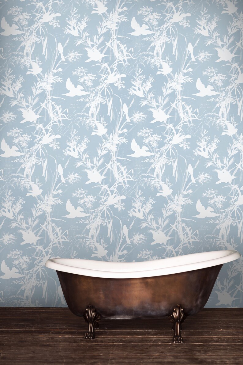 Periwinkle Birds in Flight Peel and Stick Wallpaper Removable - Etsy