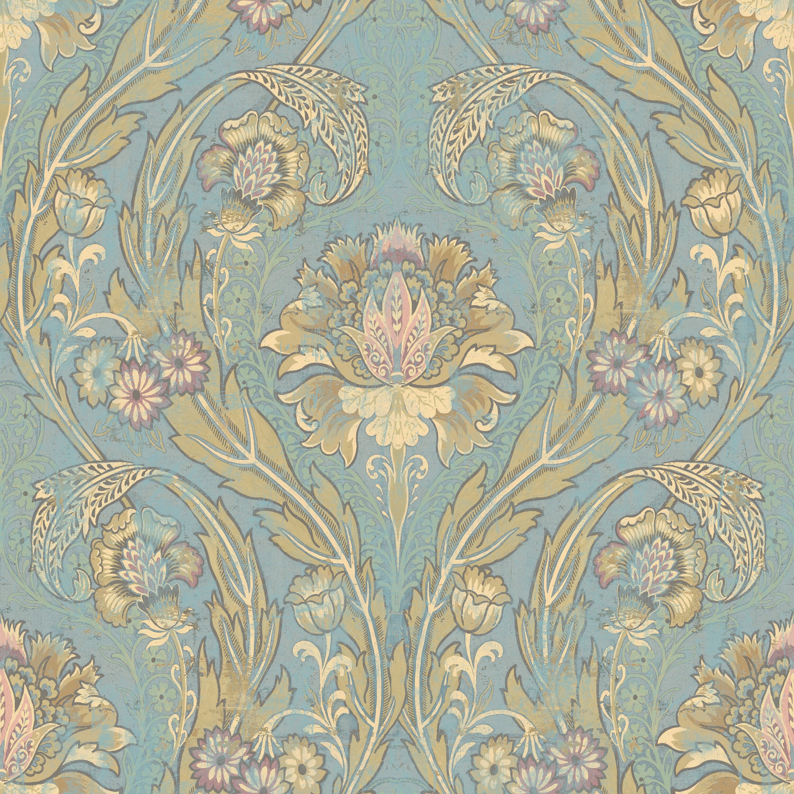 Light Blue Victorian Wallpaper