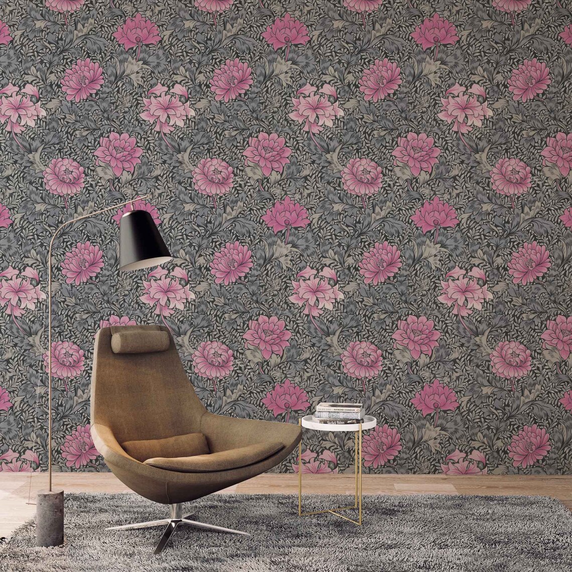 Morrissey Pink Rose Peel and Stick Wallpaper Colorful - Etsy