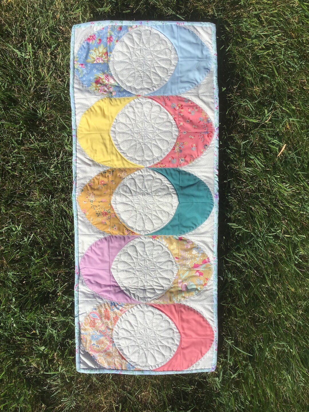 Curved Pieced Pastel and Floral Runner - Etsy