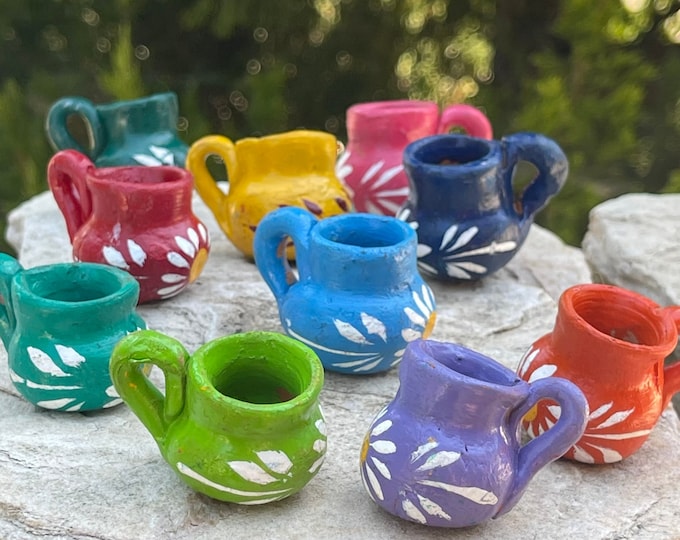 Mini Mexican Pottery Ceramic Mud Mugs Jarritos for Arts and Crafts ...