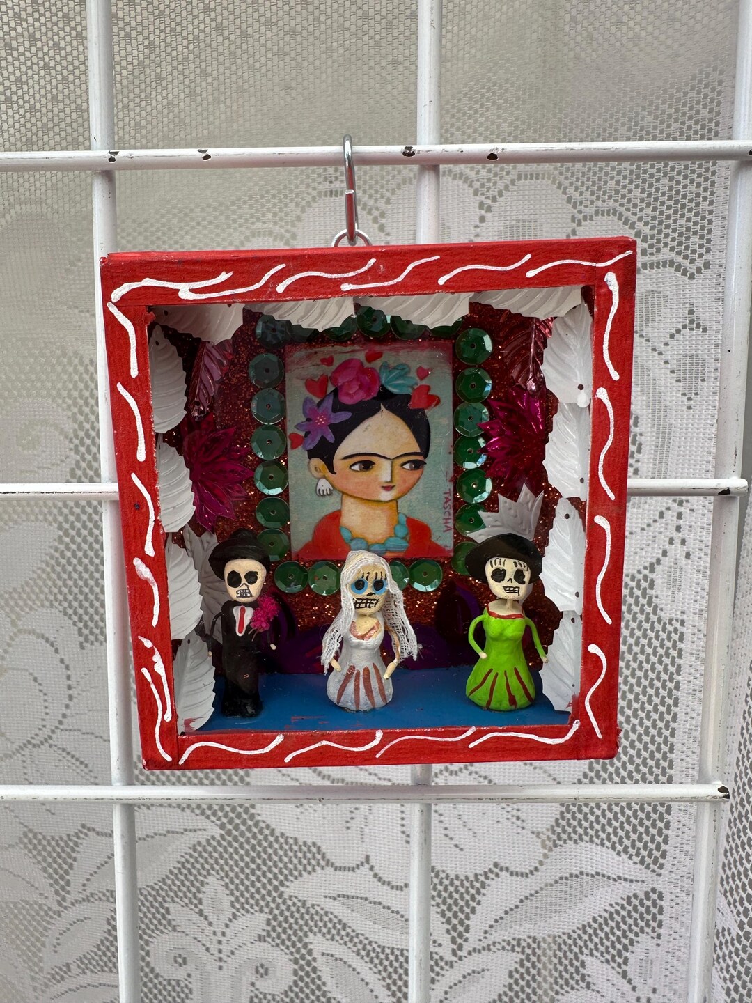 Skeleton Frida Shadow Glass Box Nicho 4" Day of the Dead Skeletons ...