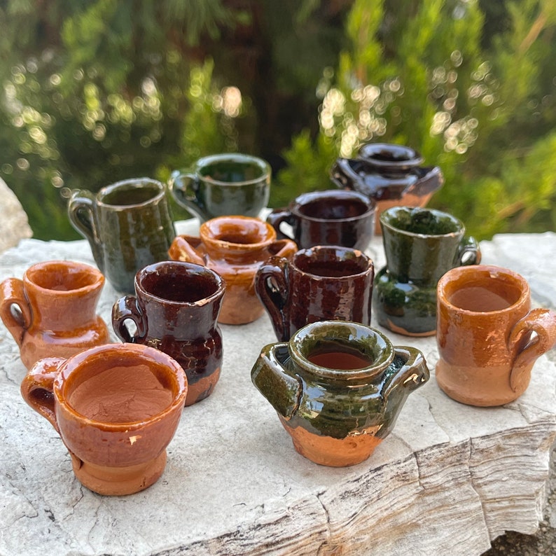 Mini Mexican Pottery Ceramic Mud Mugs Jarritos for Arts and Crafts ...