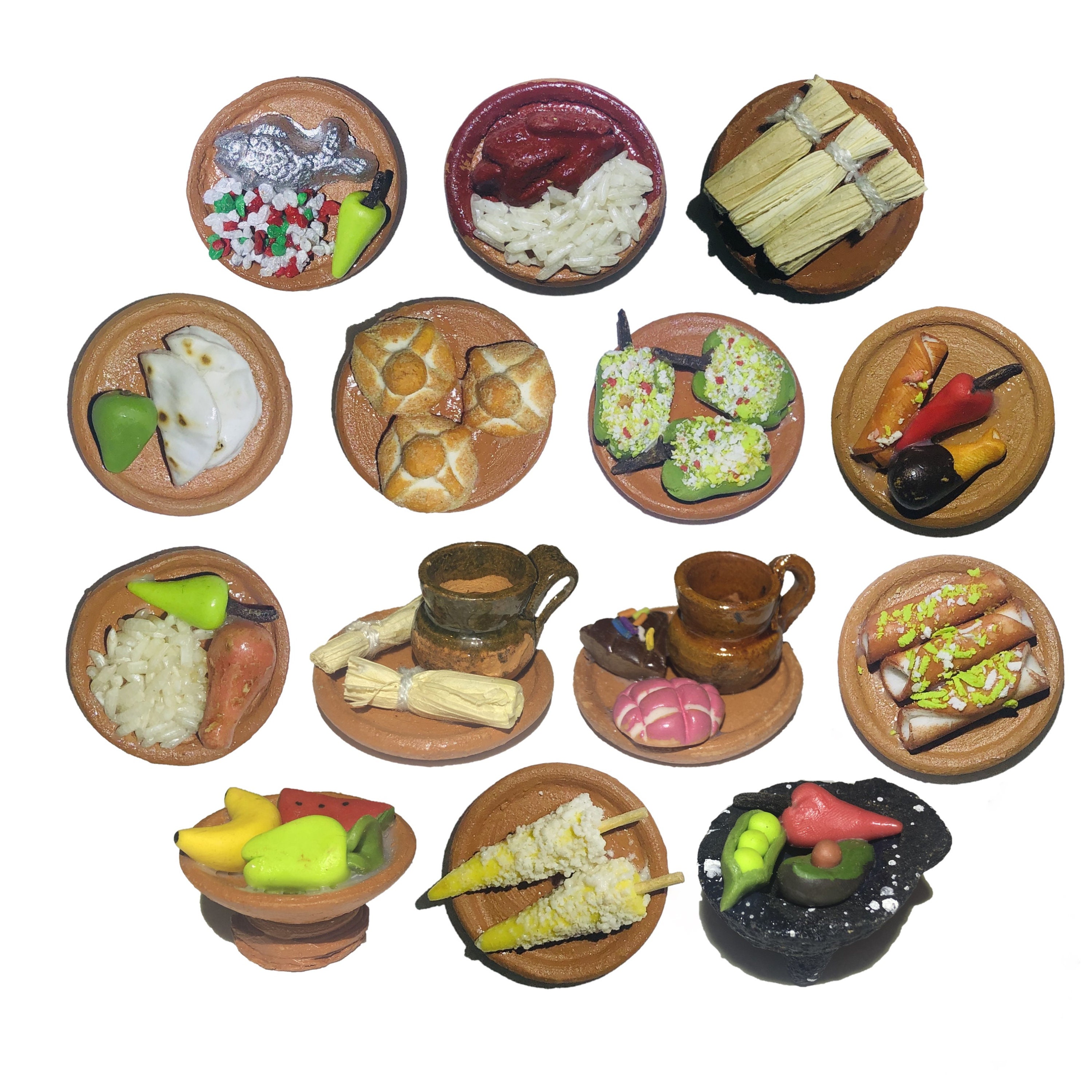 20 Pieces Miniature Mexican Fiesta Clay Pretend Food Decorations Arts ...
