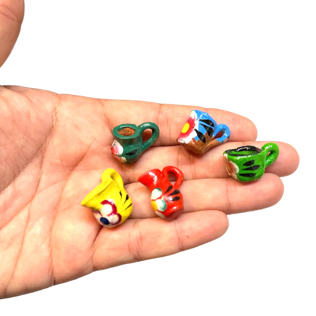 Miniature Mexican Pottery Ceramic Mud Hand Painted Mugs Jarritos for ...