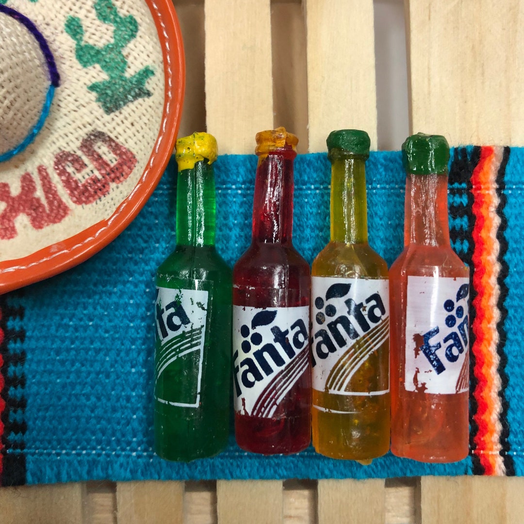 SET of 4 Miniature Mexican Fanta Soda Bottles for Arts and Crafts ...