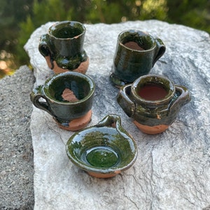 Set of Mini Mexican Pottery Ceramic Mud Mugs Jarritos Plate for Arts ...