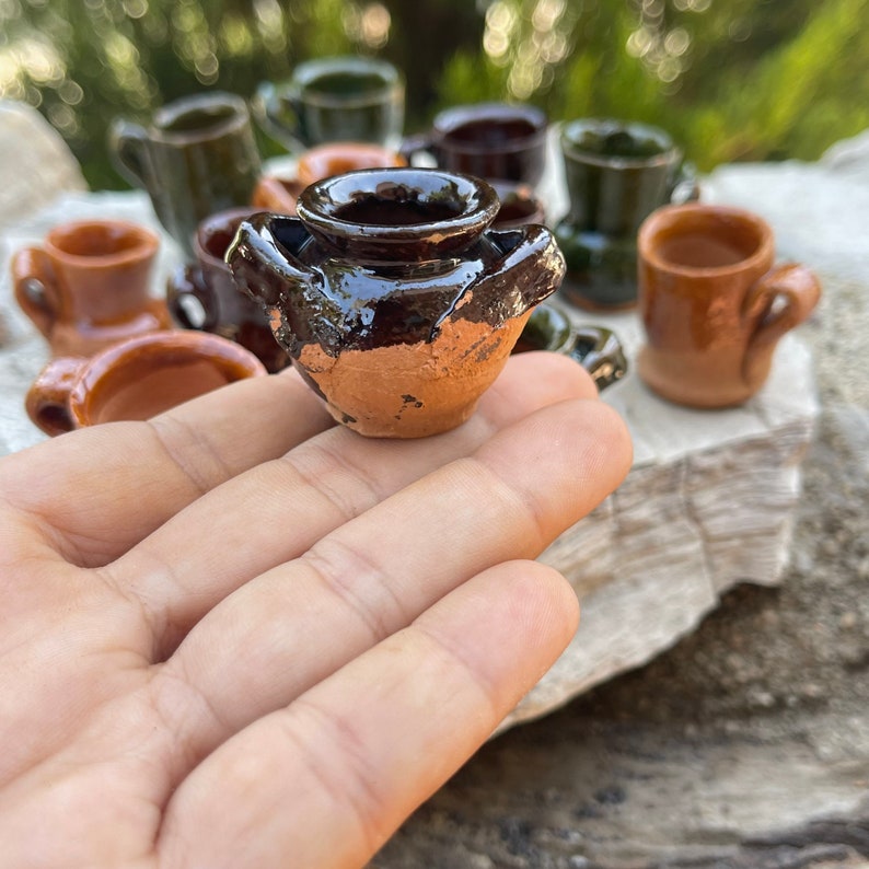 Mini Mexican Pottery Ceramic Mud Mugs Jarritos for Arts and - Etsy
