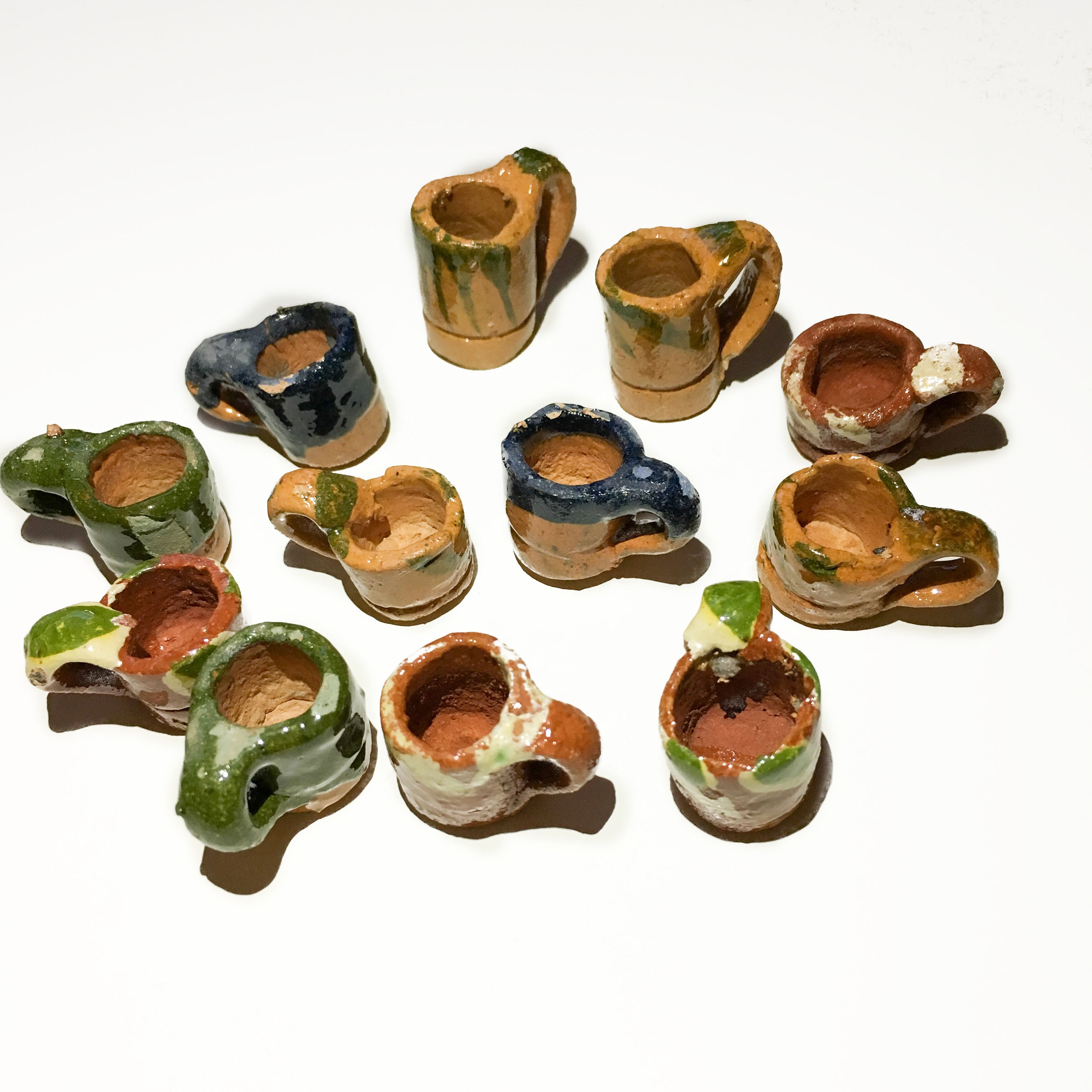 12 Mini Mexican Pottery Ceramic Mud Mugs Jarritos for Arts and - Etsy