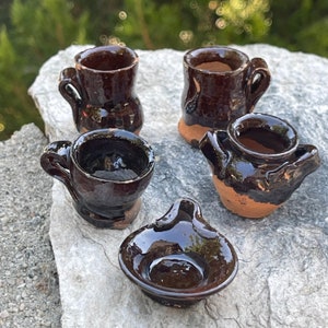 Set of Mini Mexican Pottery Ceramic Mud Mugs Jarritos Plate for Arts ...