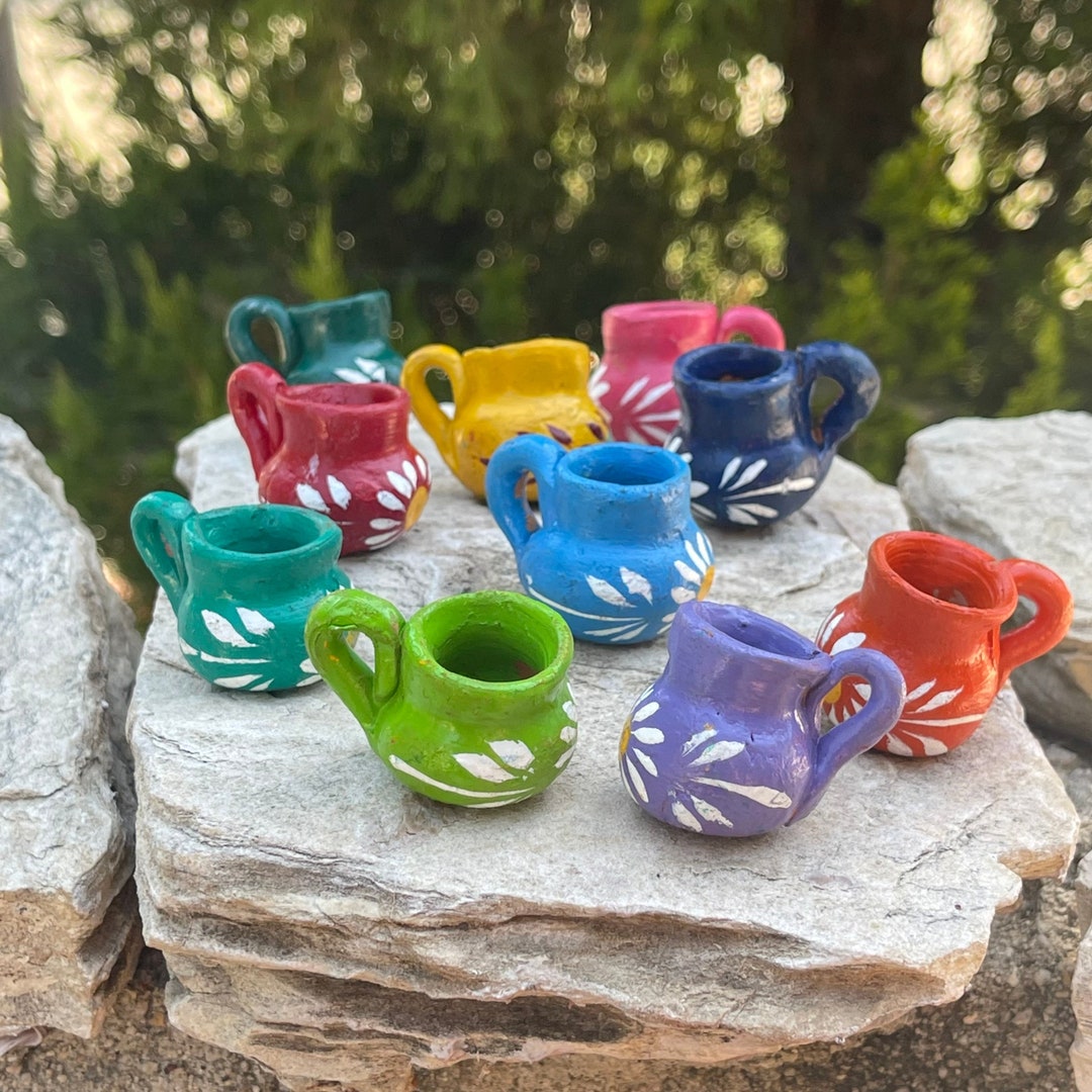 Mini Mexican Pottery Ceramic Mud Mugs Jarritos for Arts and Crafts ...