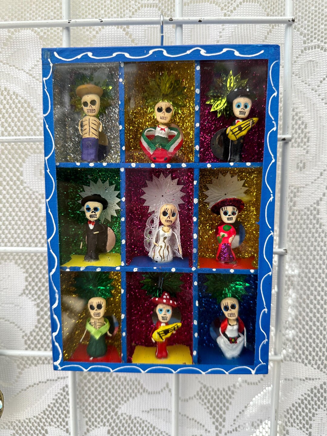 Skeleton Skeleton Shadow Glass Box Nicho 7.5" Day of the Dead Skeletons ...