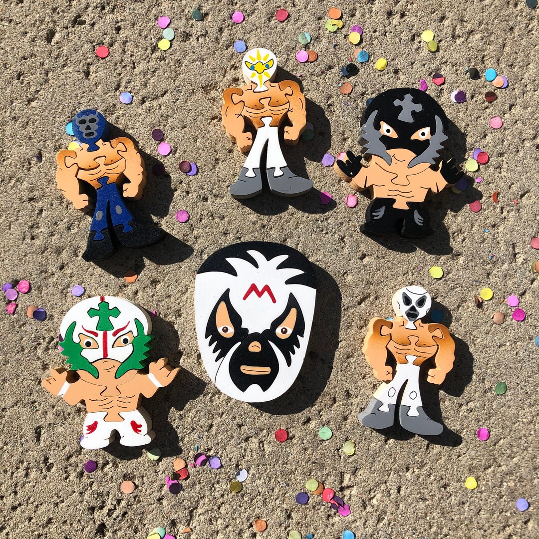Lucha Libre Mexican Puzzle Magnets - Santos Mil Mascaras Wooden ...