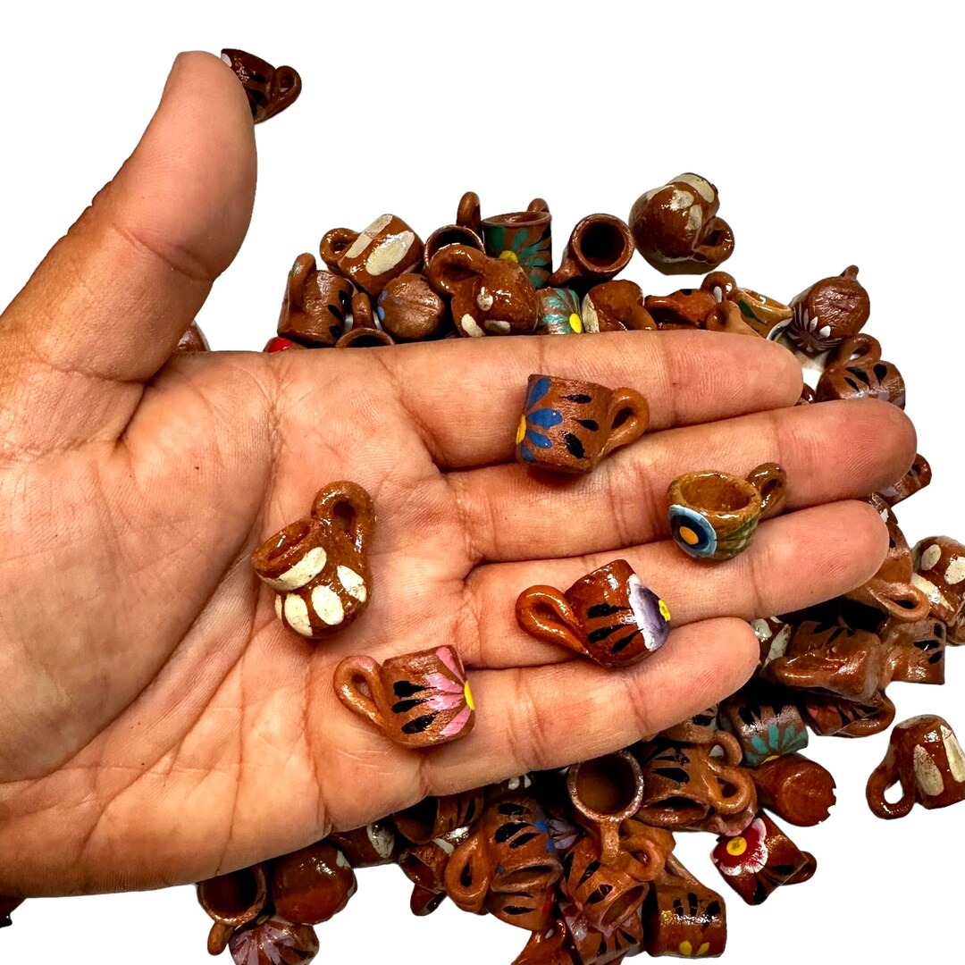 Miniature Mexican Pottery Ceramic Mud Hand Painted Mugs Jarritos for ...