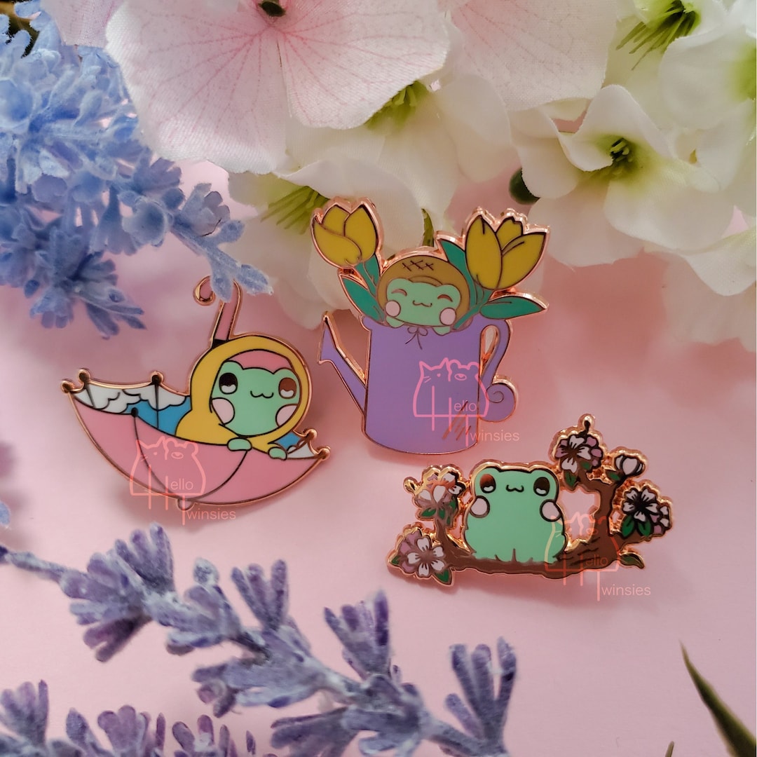 Spring Theme Frog Enamel Pins - Etsy