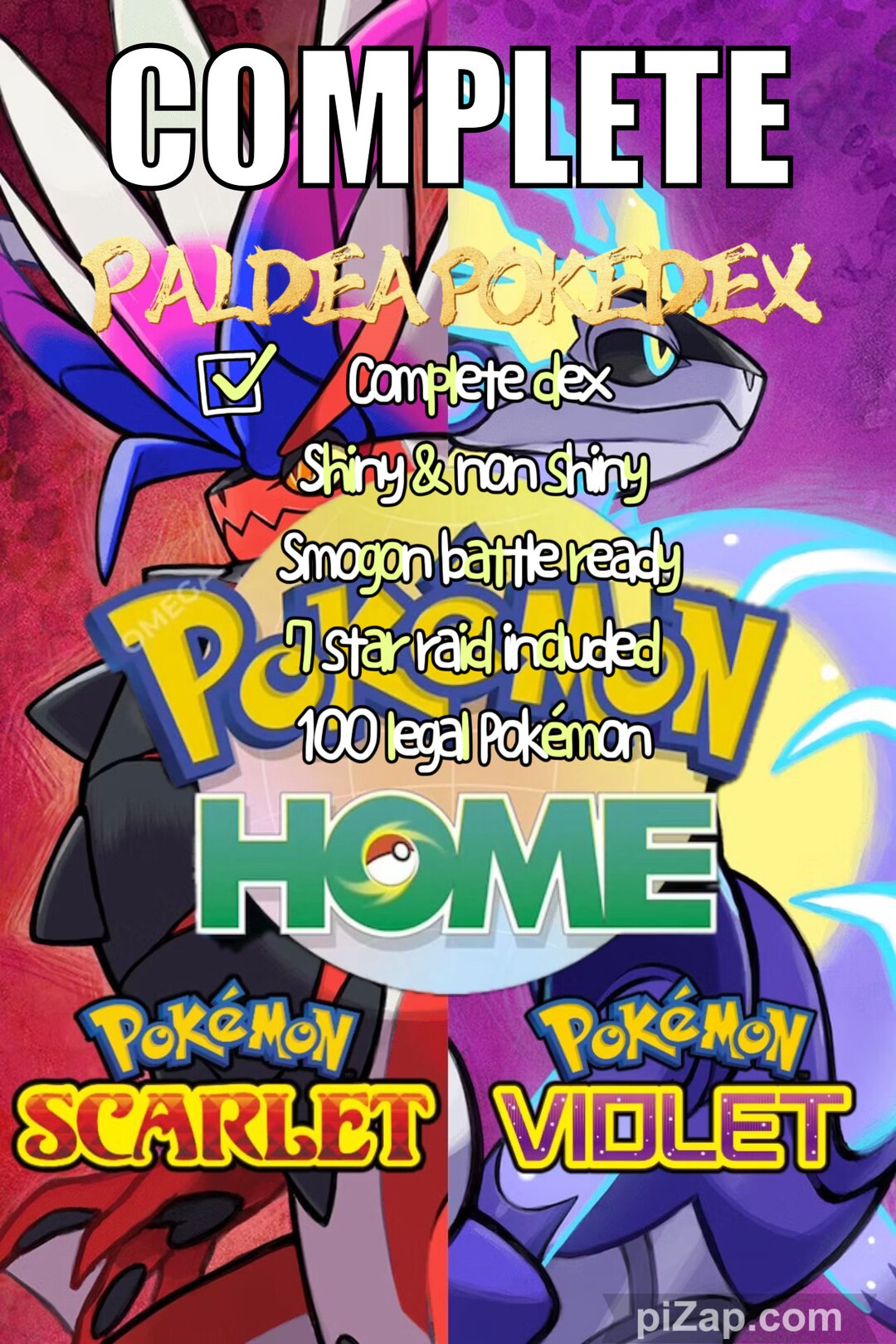Pokemon Home Custom 3 Pokemom Gen 9 Paldea Dex SHINY Non Shiny Custom 7 Star RAIDS, Teal Mask ...