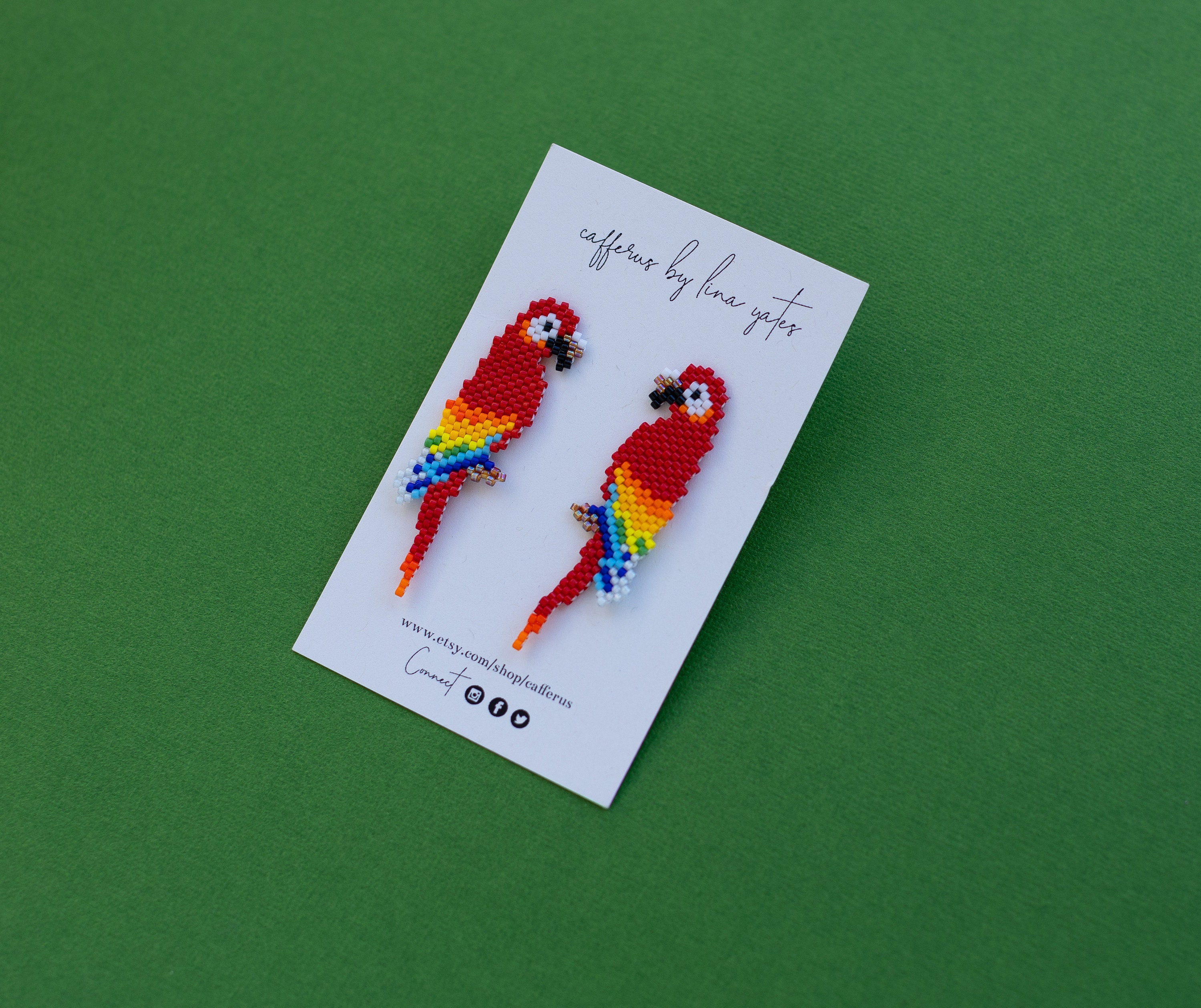 Handmade Parrot Beaded Stud Earrings - Nature-inspired Delica Beads - Etsy