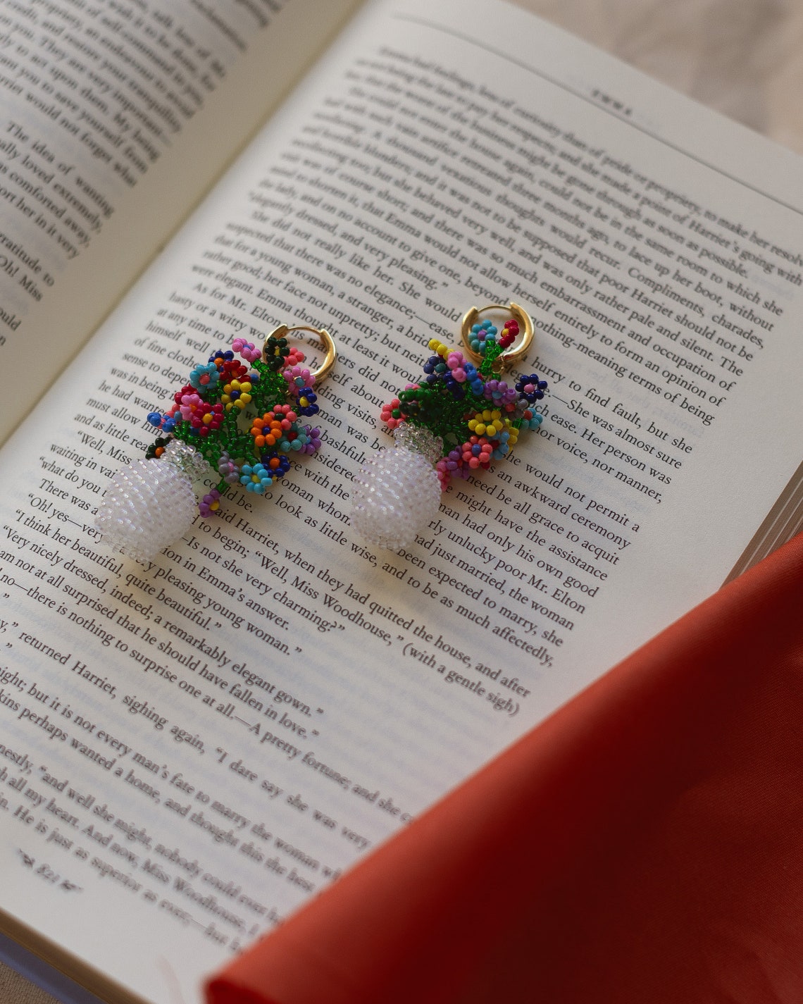 Beaded Vase With Flower Statement Earrings Hand Beaded - Etsy