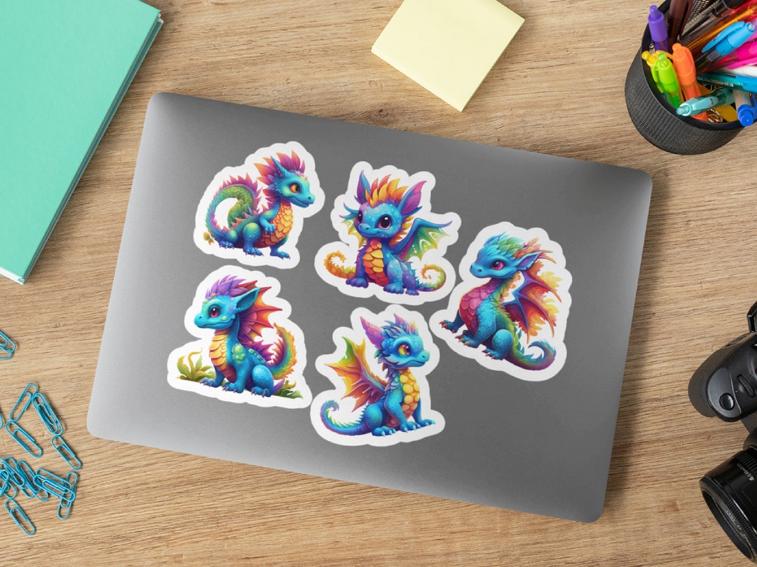 Rainbow Psychedelic Dragon Sticker Set Themed Digital Sticker Set ...