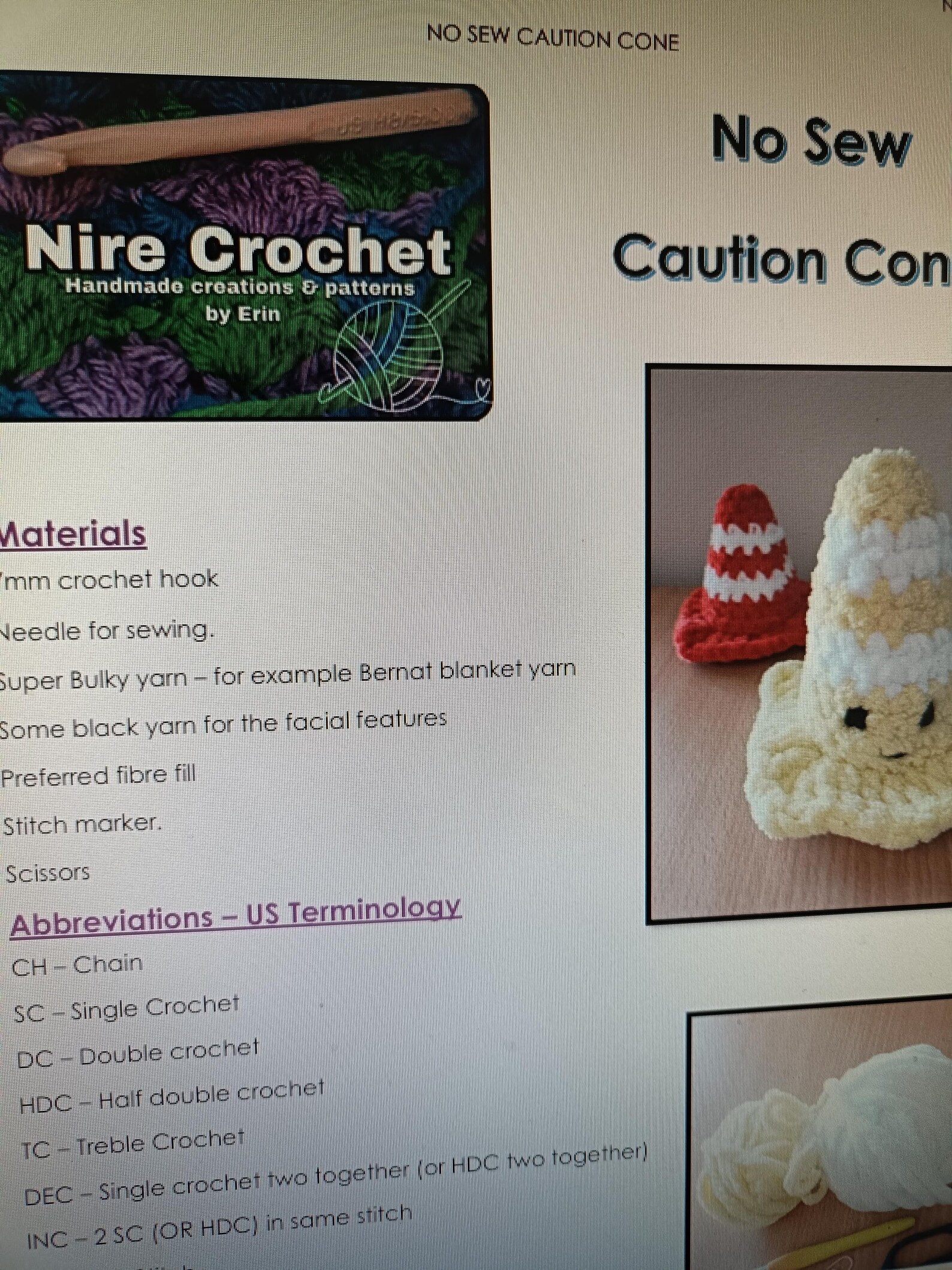 PDF CROCHET PATTERN - No Sew Caution Cone- Emergency Cone - Crochet Toy ...